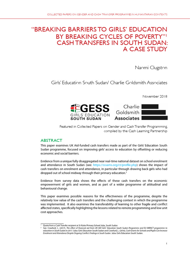 Breaking Barriers To Girls Education South Sudan 2018 | PDF | South ...