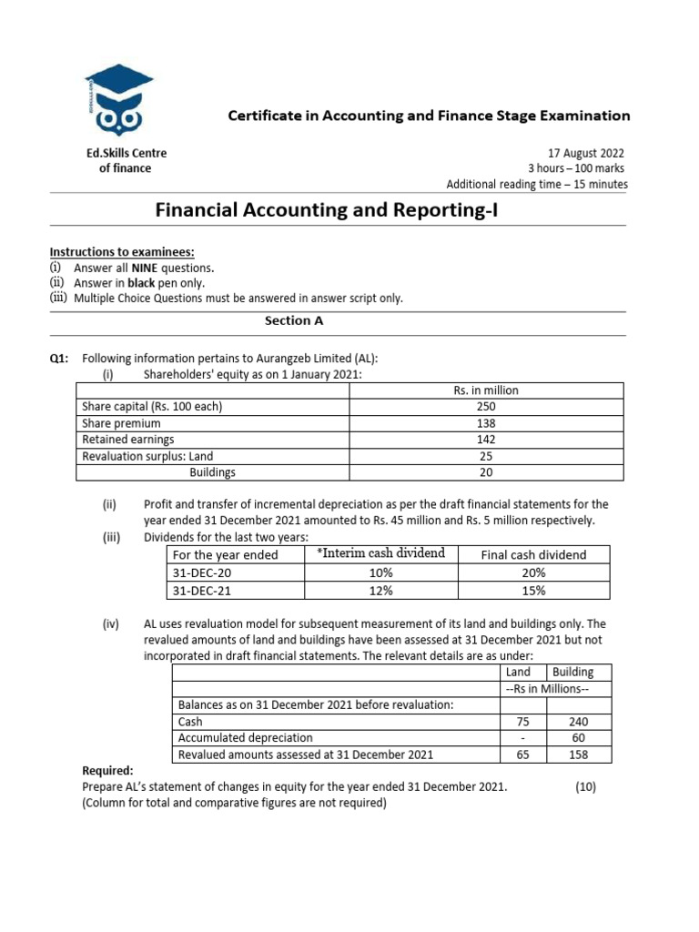 Caf-01 Far-01 Edskilss Mock QP | PDF | International Financial ...