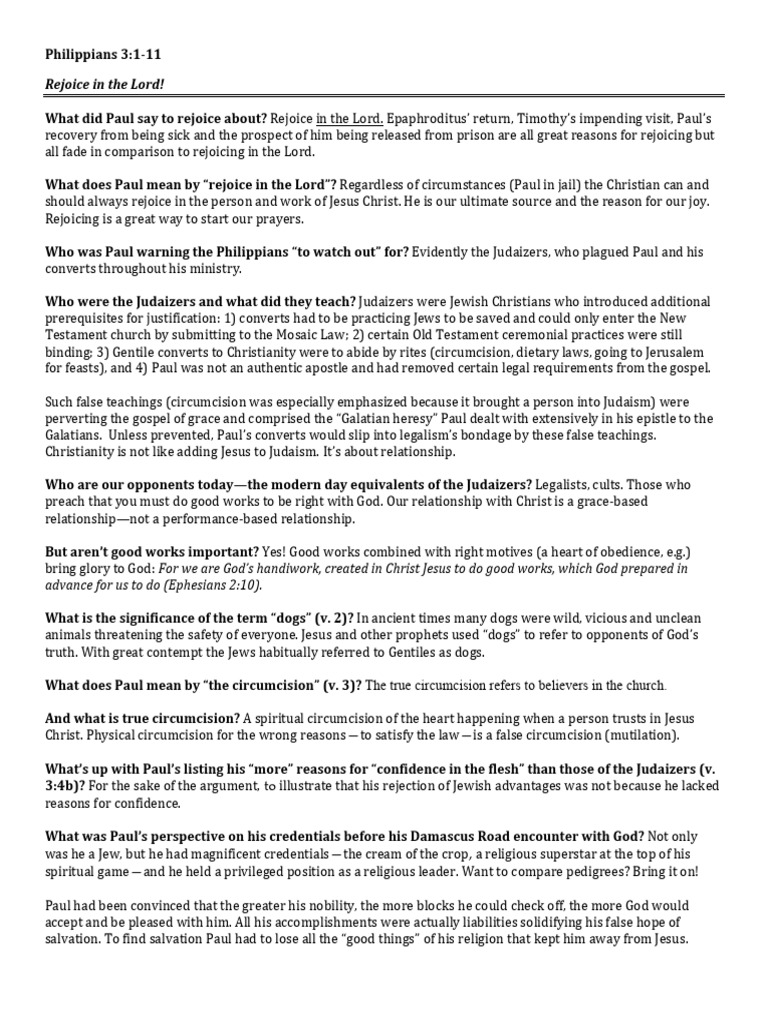 Philippians 3 1 11 | PDF | Paul The Apostle | Jesus
