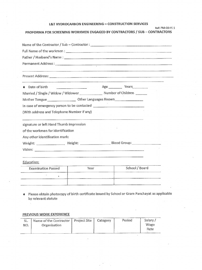 Performa For Screening | PDF