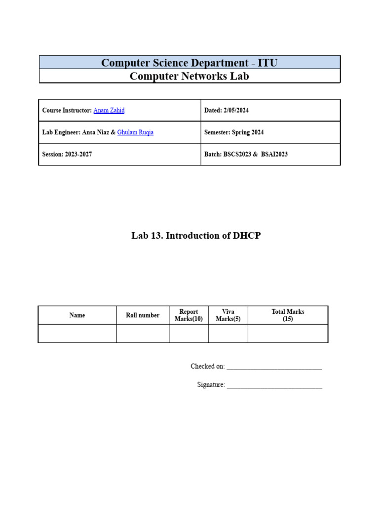 Lab13_DHCP | PDF | Ip Address | Transmission Control Protocol