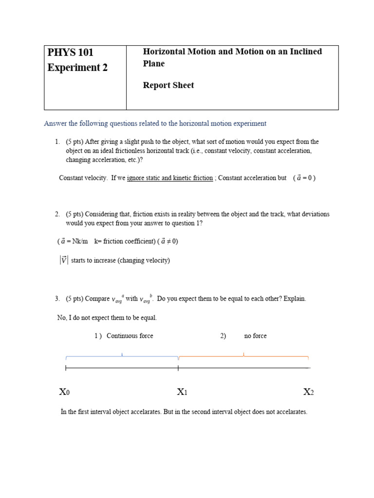 PHYS 101Lab2_ReportSheet | PDF | Force | Acceleration