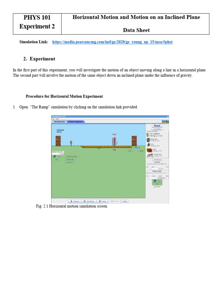 PHYS 101Lab2_DataSheet | PDF | Physical Quantities | Motion (Physics)