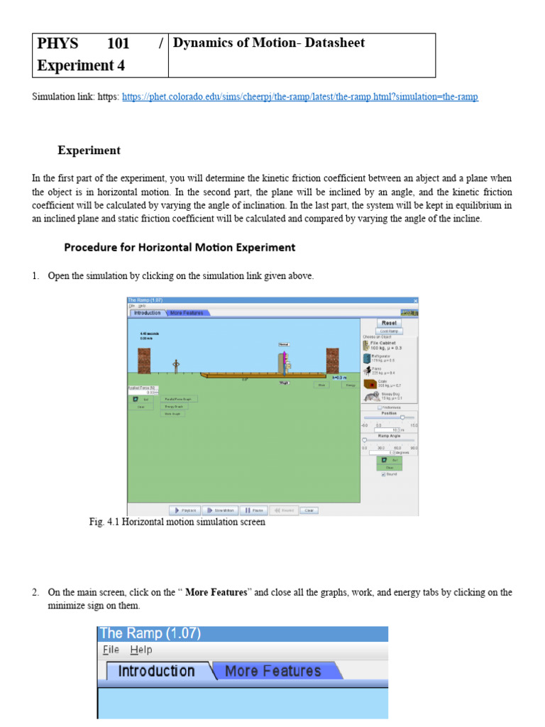 PHYS 101lab4 - DataSheet | PDF | Force | Friction