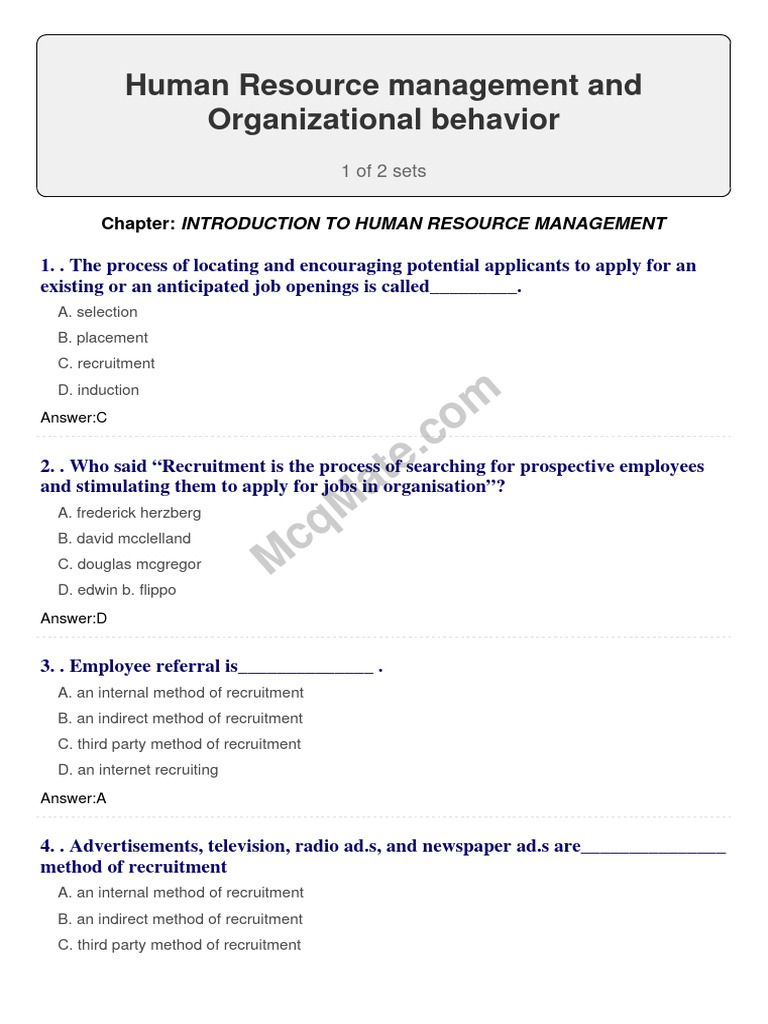 Human-Resource-Management-And-Organizational-Behavior (Set 1) | PDF ...