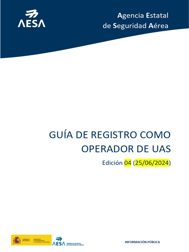 UAS-OPR-P01-GU01 - Ed 04 - Guia Registro Operador UAS | PDF | Vehículo aéreo no tripulado ...