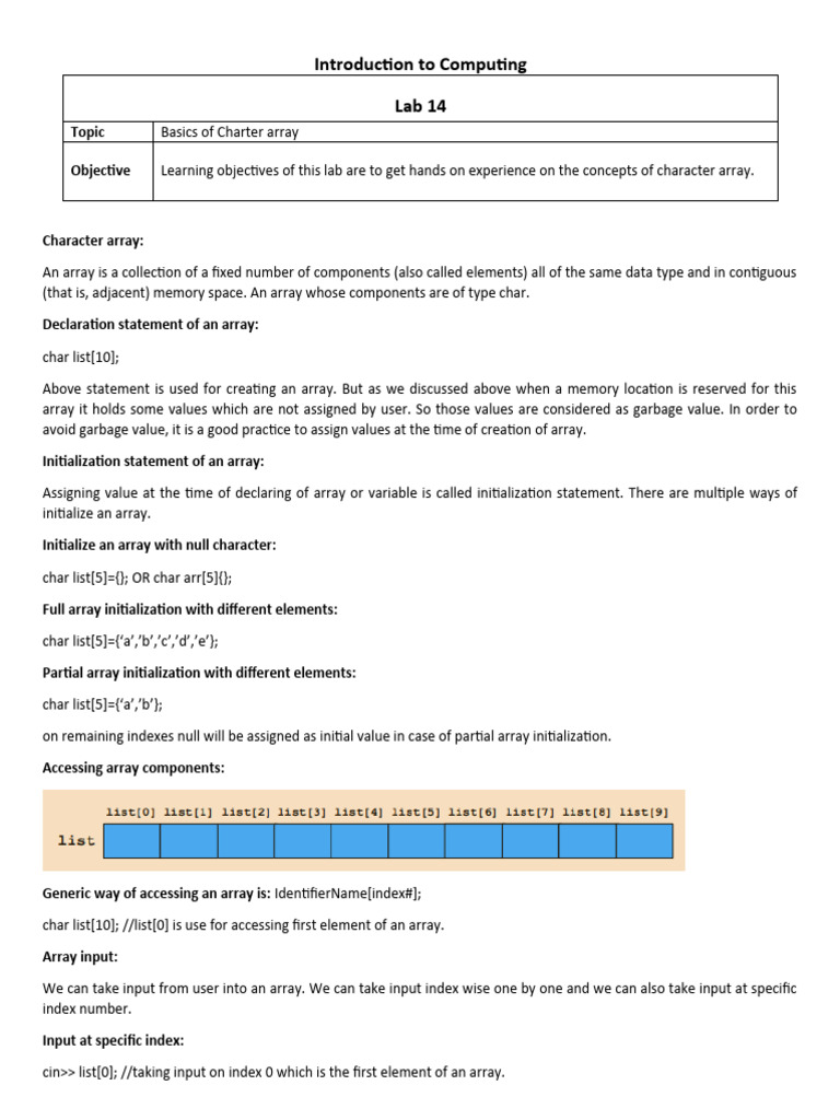 Char Array | PDF | Computer Programming | Computing