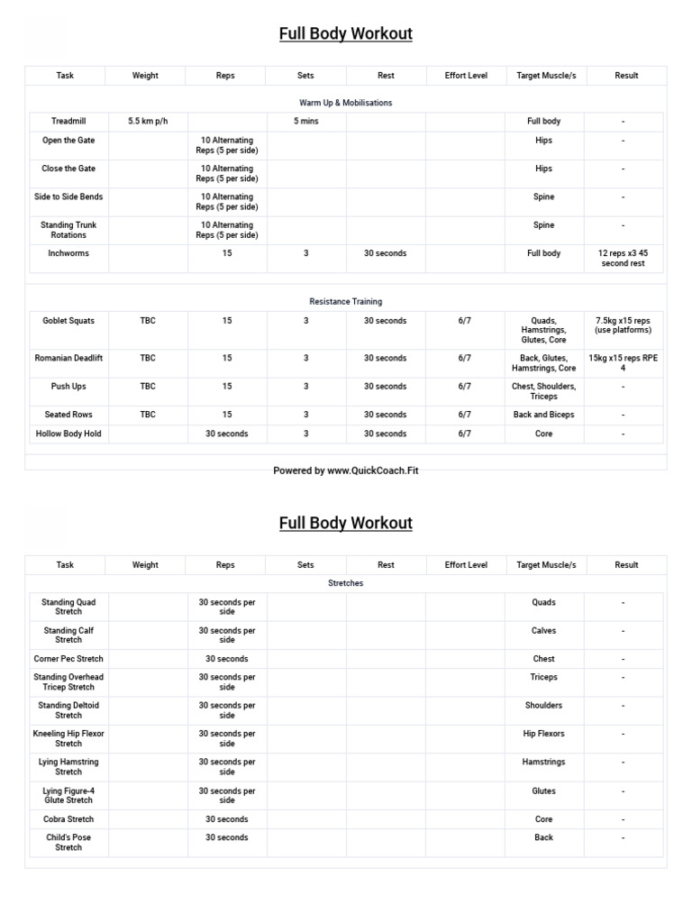 Workout Full Body Workout | PDF | Human Anatomy | Weight Training