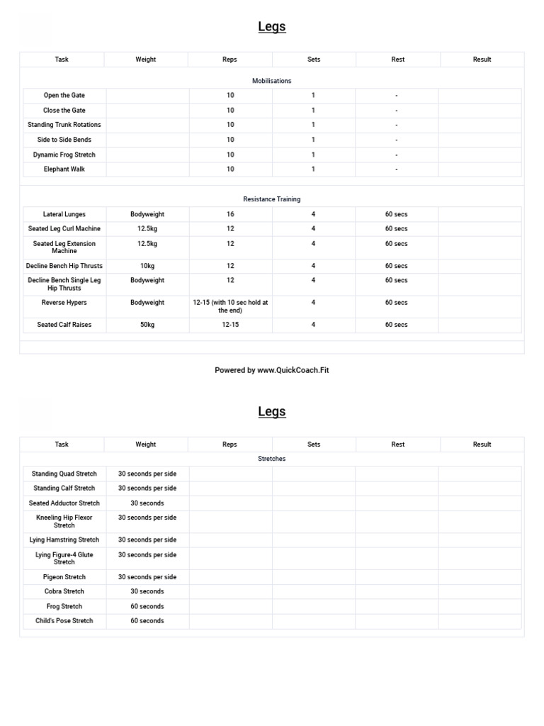 Workout Legs | PDF | Human Anatomy | Weight Training