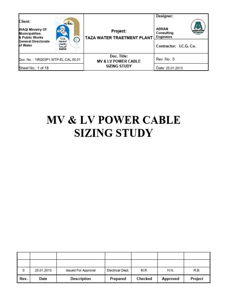 MV & LV Cable Sizing Study for Taza Plant | PDF | Fuse (Electrical ...