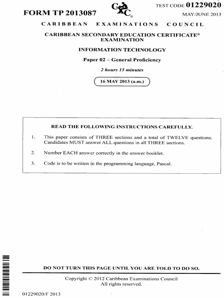 CSEC IT P2 May 2013 | PDF