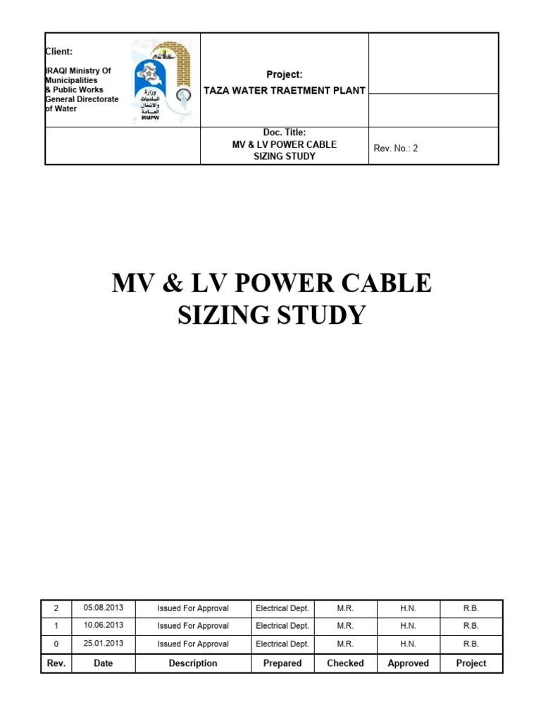 Cable Sizing Study, Rev.2 | PDF | Fuse (Electrical) | Transformer