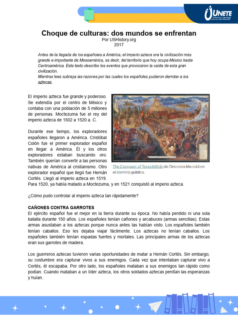 Lectura 4 Choque de Culturas Dos Mundos Se Enfrentan | PDF | Hernán Cortés