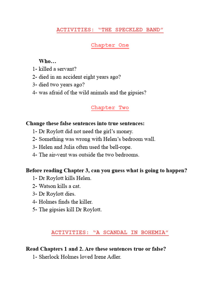 ACTIVITIES Sherlock Holmes | PDF
