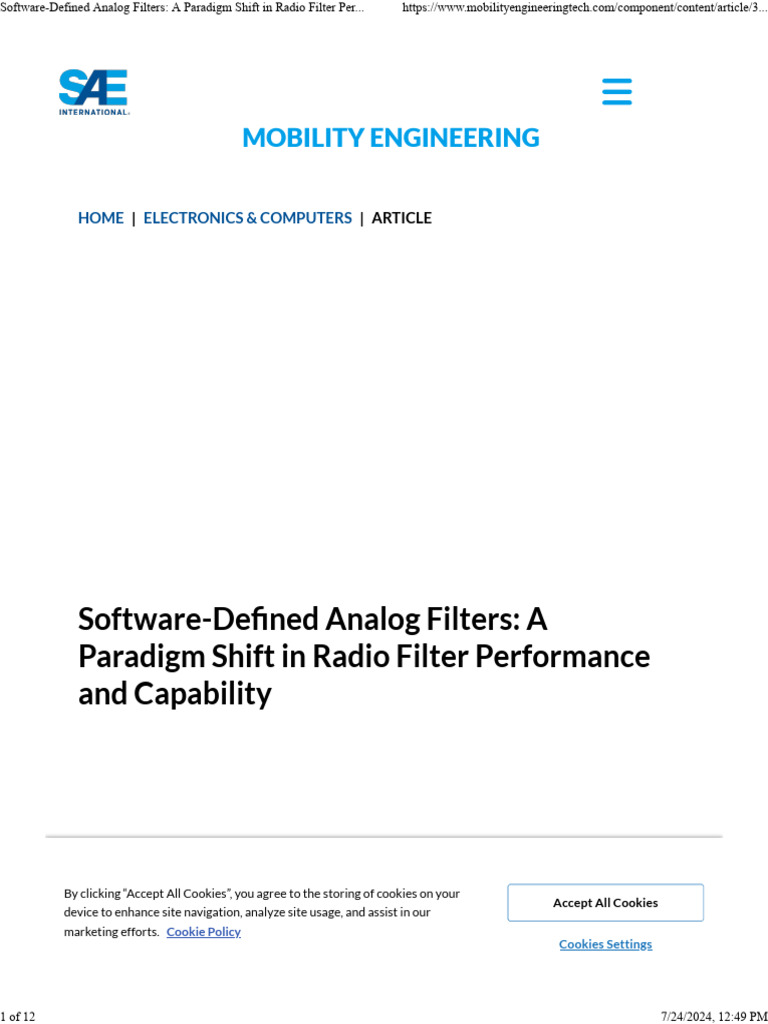 Software Defined Analog Filters A Paradigm Shift In Radio Filter Performance And Capability