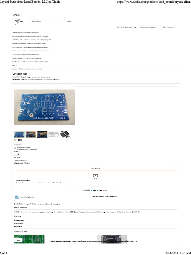 Crystal Filter From Land Boards Llc On Tindie Download Free Pdf Electrical Engineering 