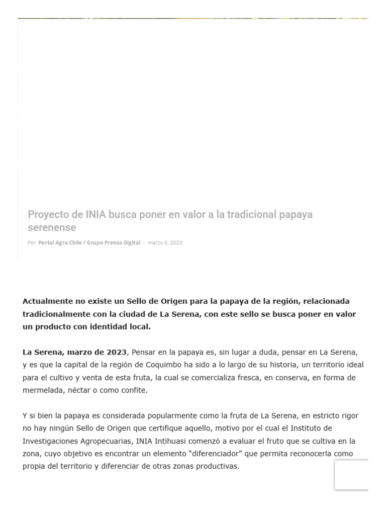 Proyecto de INIA Busca Poner en Valor A La Tradicional Papaya Serenense - Portal Agro Chile ...