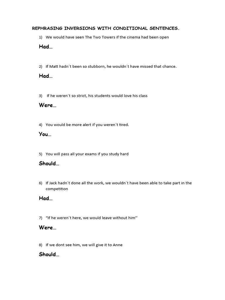 Conditional Sentence Inversions Guide | PDF | Young Adult