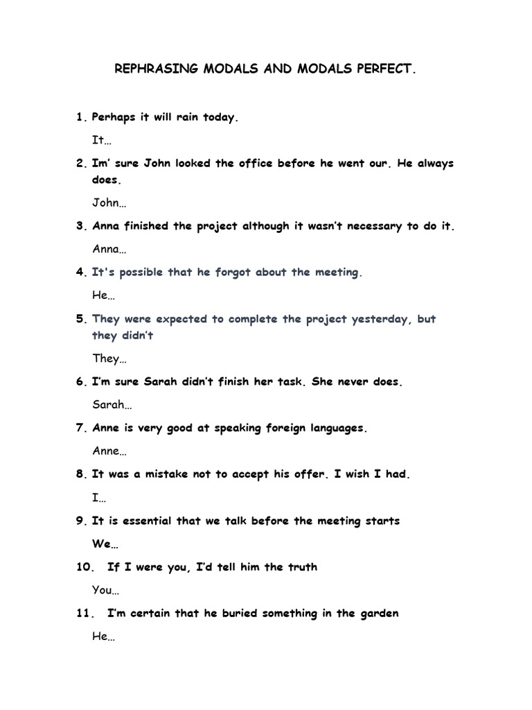 Rephrasing Modales Perfectos | PDF