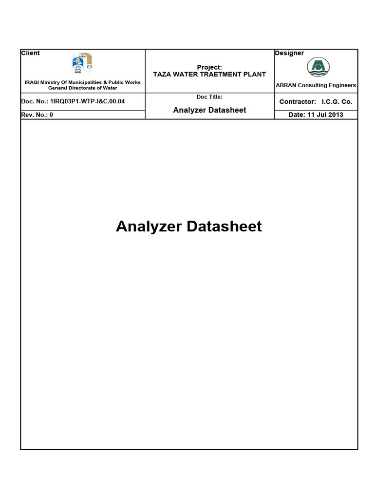 Analyzers Datasheet | PDF | Sensor | Power Supply