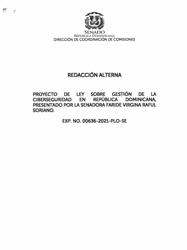 9255 LEY SOBRE GESTION DE LA CIBERSEGURIDAD Rep. Domin | PDF