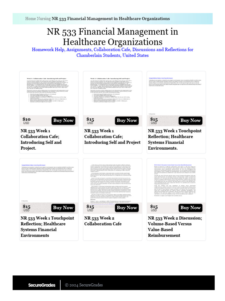 NR 533 Financial Management in Healthcare Organizations | PDF | Social ...