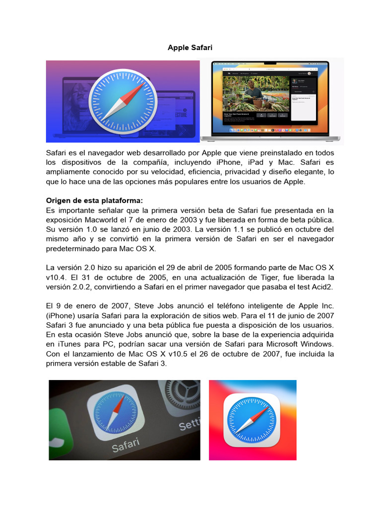 Safari: Navegador de Apple y sus características | PDF | Safari ...