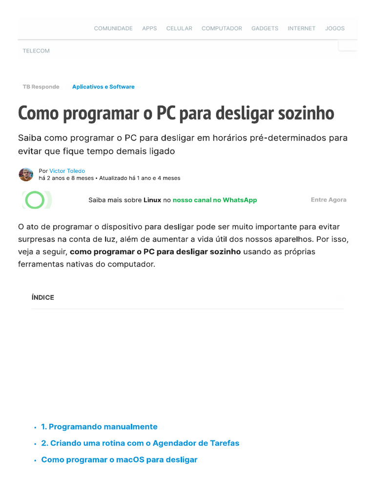 Como Programar O Pc Para Desligar Sozinho Tecnoblog Pdf