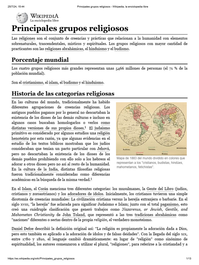 Principales Grupos Religiosos - Wikipedia, La Enciclopedia Libre | PDF ...