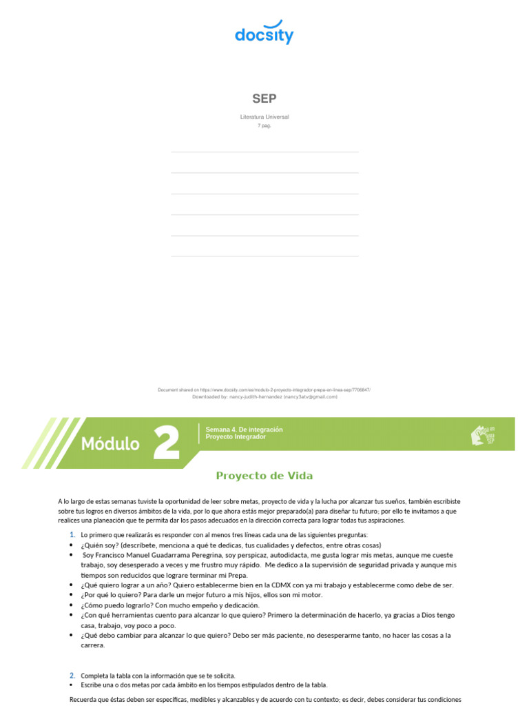 Docsity Modulo 2 Proyecto Integrador Prepa en Linea Sep | PDF | Internet