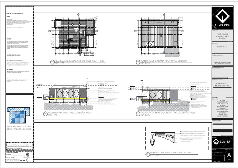 Arq Cabaña Pirate Paradise T1 Dic 2023 Plano 1 | PDF | Aplicaciones de vidrio | Vidrio ...