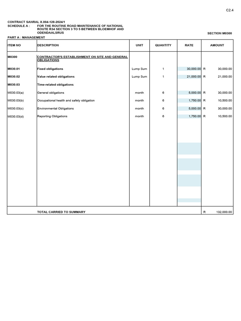 Bloemhof X.004-128-20124-1_BOQ R34 Sec 3-5 CIDB 1-2 RFQ Locked | Download Free PDF | Sidewalk ...