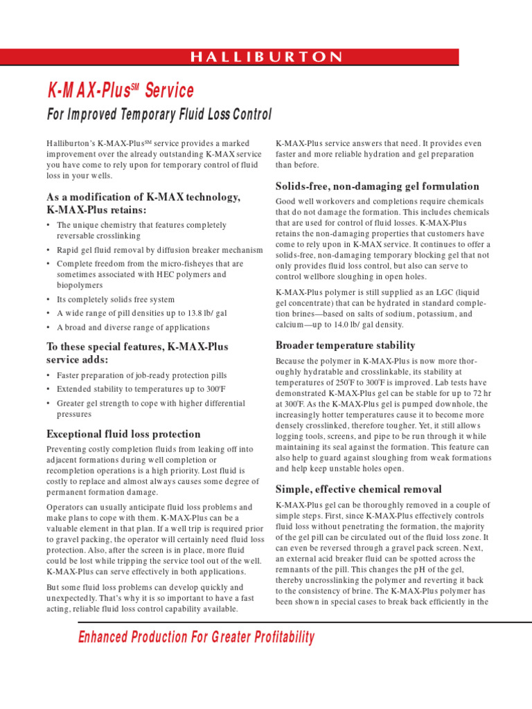 K-MAX-Plus Service: For Improved Temporary Fluid Loss Control | PDF ...