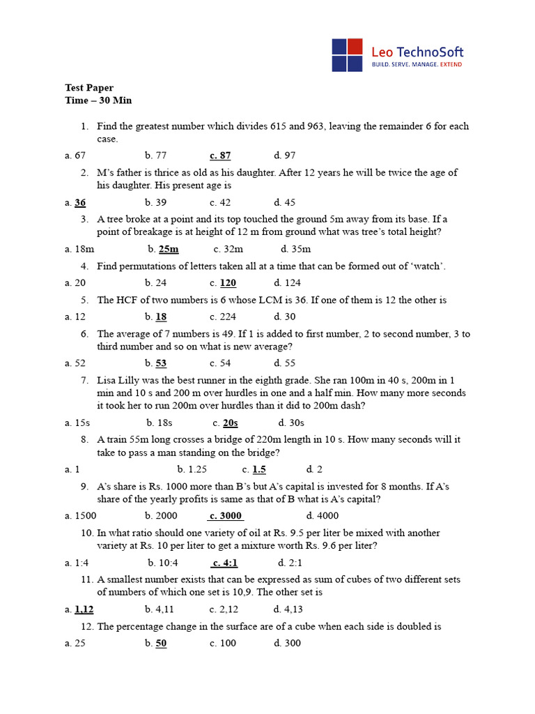 Aptitude Test Paper | PDF | Language Arts & Discipline