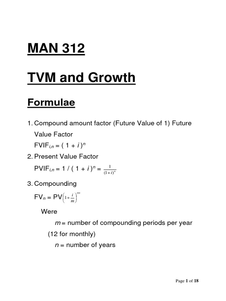 TVM - Growth Notes | PDF | Present Value | Applied Mathematics