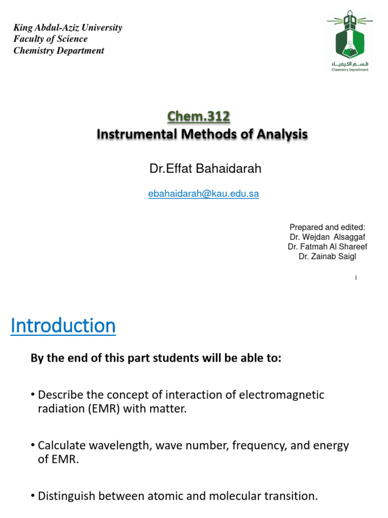 Instrumental Methods in Analytical Chemistry | PDF | Spectroscopy ...