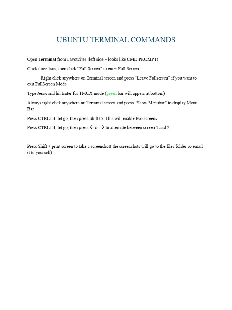 Ubuntu Terminal Commands QRG | PDF