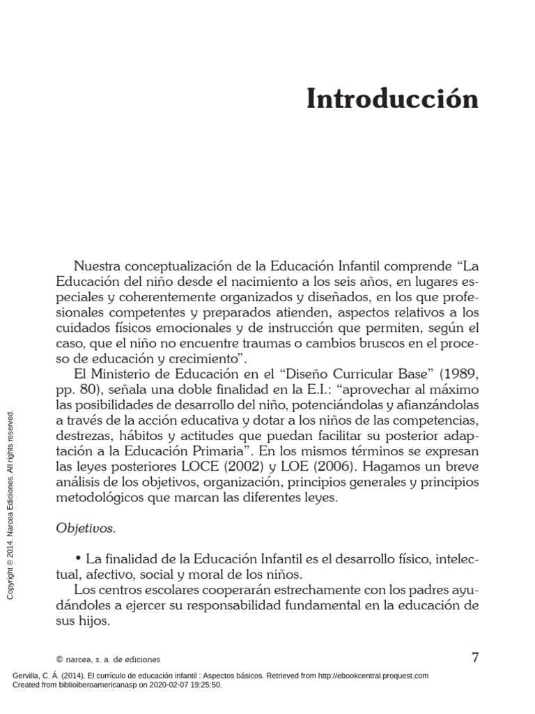 El Currículo de Educación Infantil Aspectos Básico | PDF | Educación de la primera infancia ...