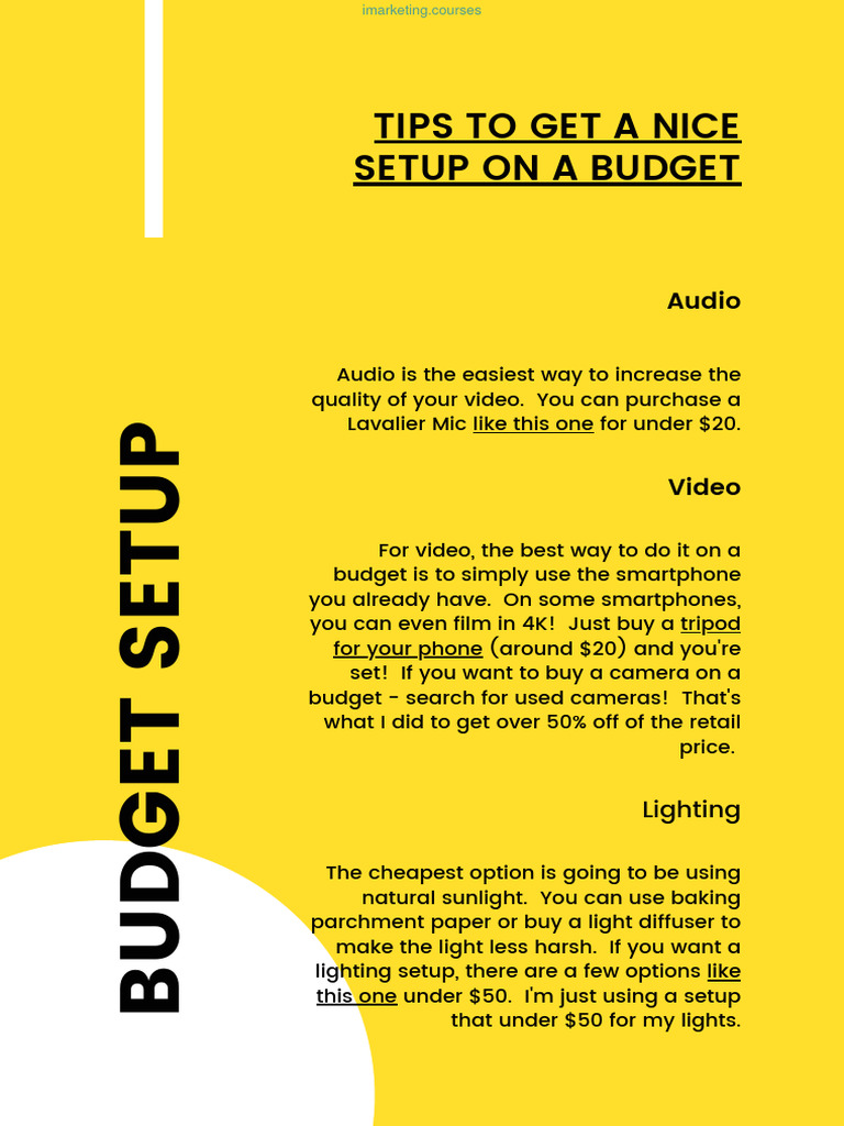 Budget Video Setup Tips | PDF