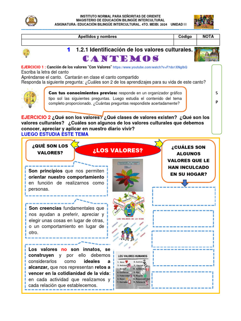 TEMA 1 IDENTIFICACIÓN DE LOS VALORES CULTURALES MEIBI Corregido | PDF ...