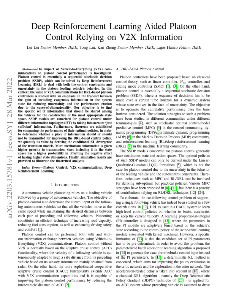 Deep Reinforcement Learning Aided Platoon Control Relying On V2x