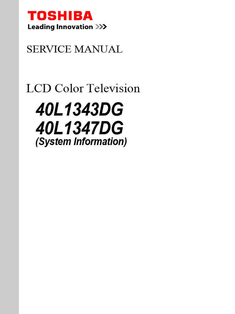 Toshiba 40L1343DG Service Manual | PDF | Soldering | Electrical Wiring