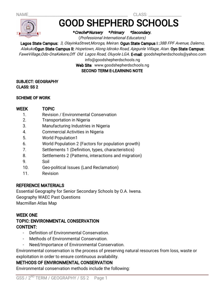 2nd Term s2 Geography | PDF
