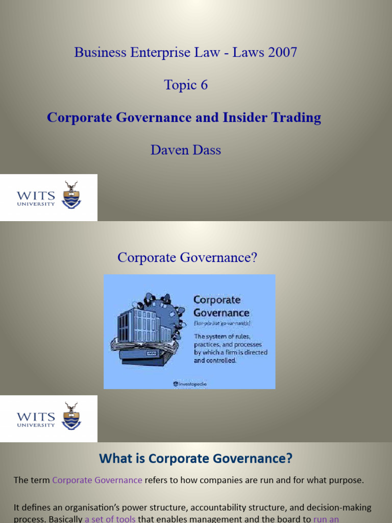 Corporate Governance & Insider Trading | PDF | Governance | Corporate ...