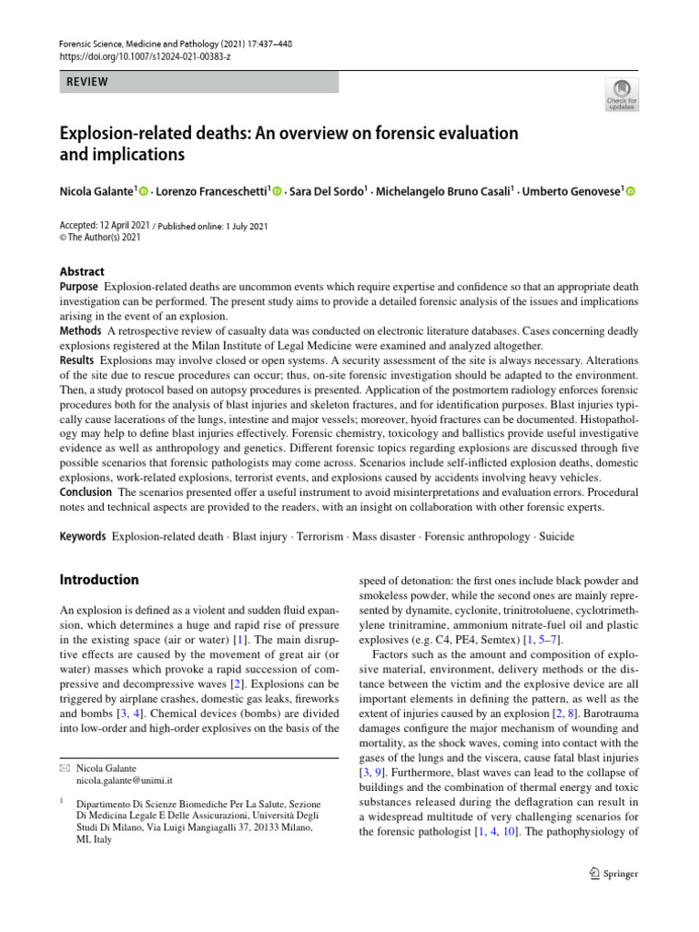Forensic Analysis of Explosion Deaths | PDF | Autopsy | Forensic Science