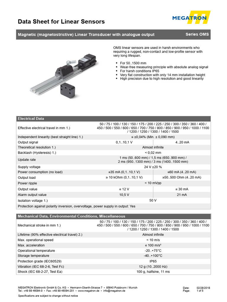 DS OMS en | PDF | Sensor | Measuring Instrument