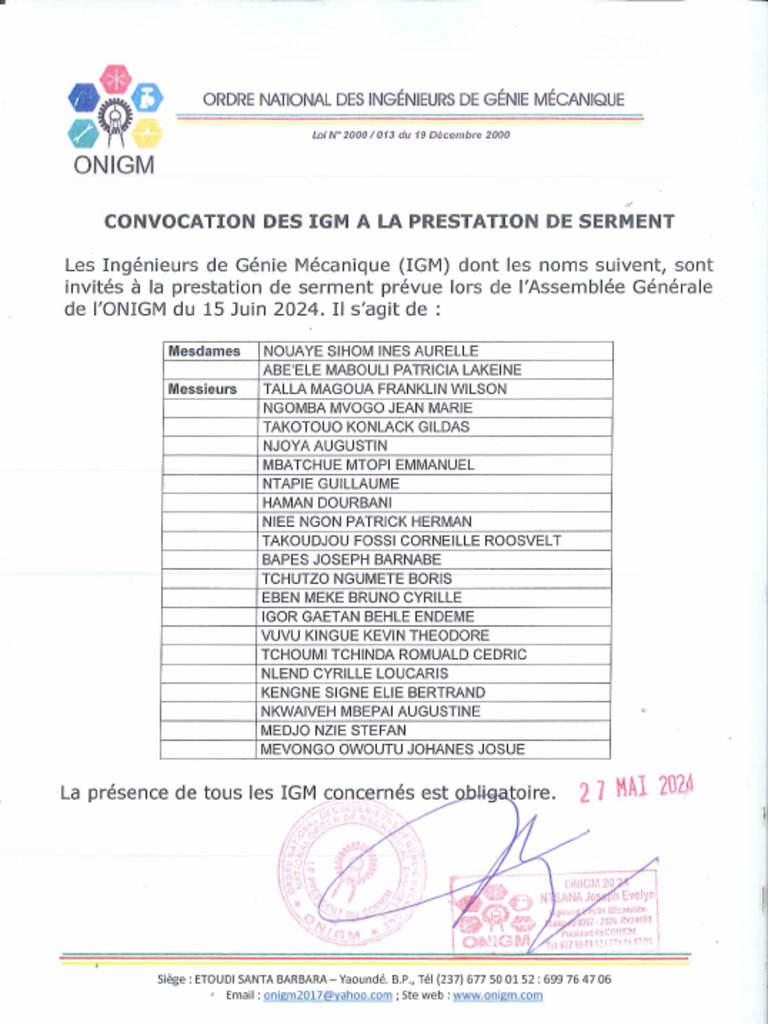 Convocation Finale Igm Ag2023 Scan | PDF