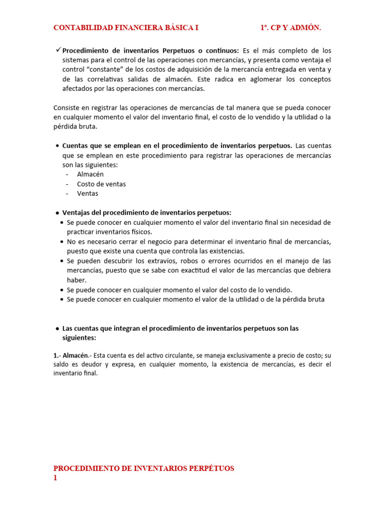 Inventarios Perpetuos Contabilidad | PDF | Contabilidad | Dinero