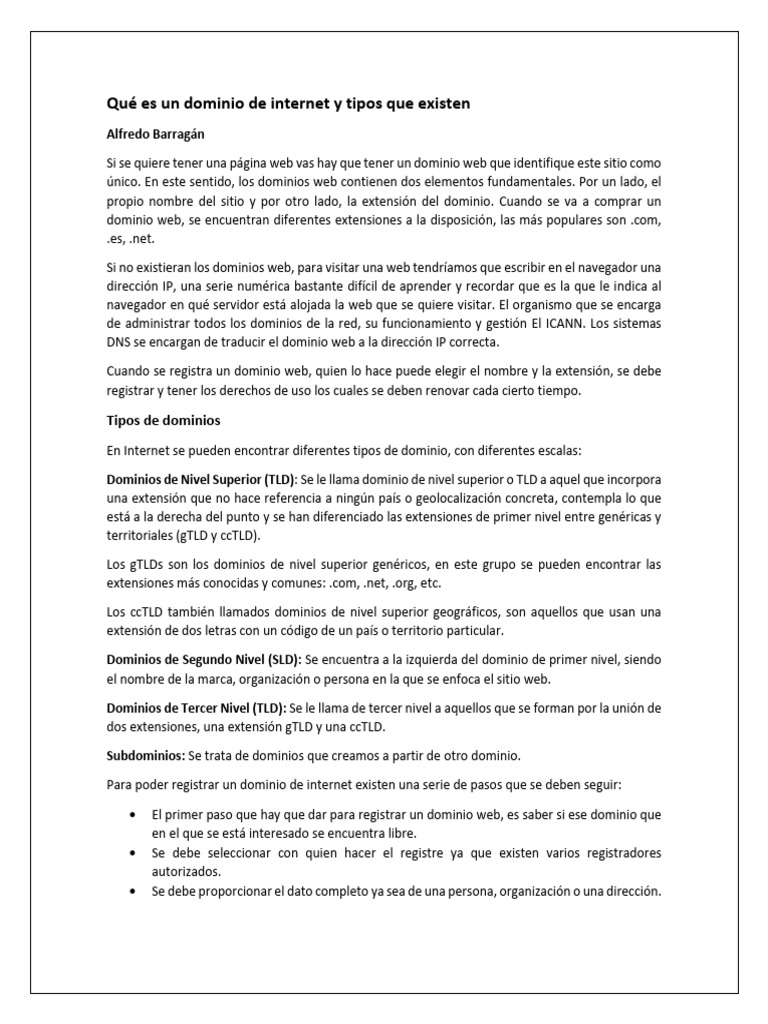 Annotated-Qué Es Un Dominio de Internet y Tipos Que Existen | PDF ...