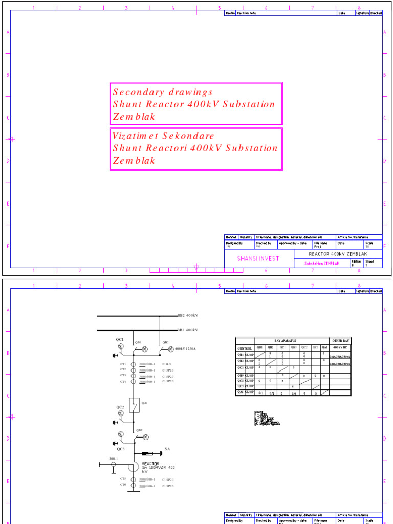 Vizatimet Sekondare Shunt Reaktori Zemblak | PDF | Relay | Switch